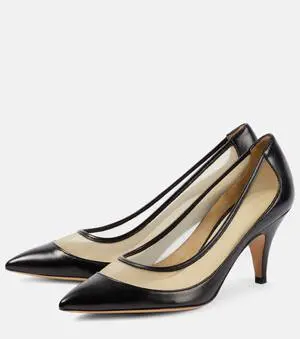 Khaite River Leather And Mesh Pumps - Black
