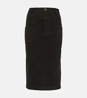 FRAME The High Waisted Seamed Denim Midi Skirt - Black