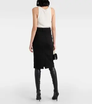 FRAME The High Waisted Seamed Denim Midi Skirt