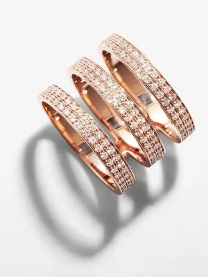 REPOSSI 18k Rose Gold Berbere Triple Diamond Ring