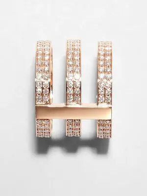 REPOSSI 18k Rose Gold Berbere Triple Diamond Ring