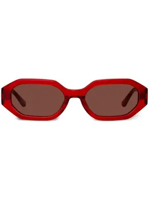 Linda Farrow Irene Oval Sunglasses - Red