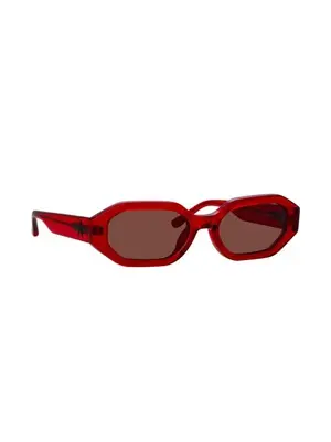 Linda Farrow Irene Oval Sunglasses - Red