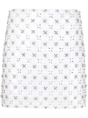P.a.r.o.s.h Sequined A-line Mini Skirt - White
