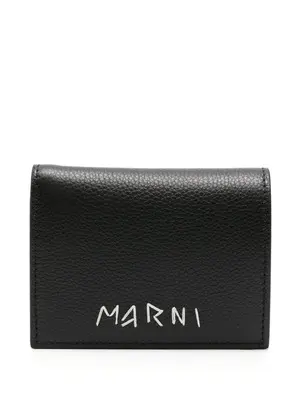 Marni Logo-embroidered Leather Wallet - Black