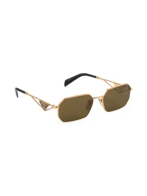 Prada Rectangle Frame Sunglasses With Triangle Logo
