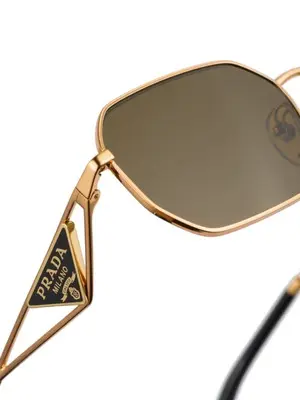 Prada Rectangle Frame Sunglasses With Triangle Logo