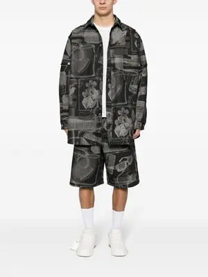 Off-White X-ray Jacquard-print Denim Shorts