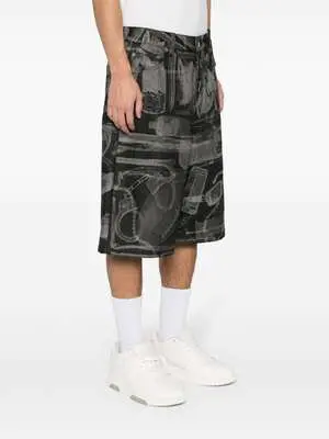 Off-White X-ray Jacquard-print Denim Shorts