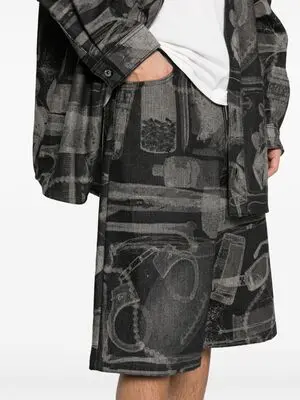 Off-White X-ray Jacquard-print Denim Shorts