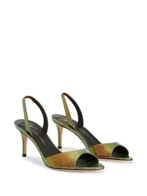 GIUSEPPE ZANOTTI Lilibeth 70mm Slingback Sandals - Green