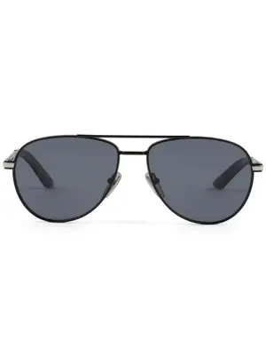 Prada Logo-plaque Aviator Sunglasses - Black