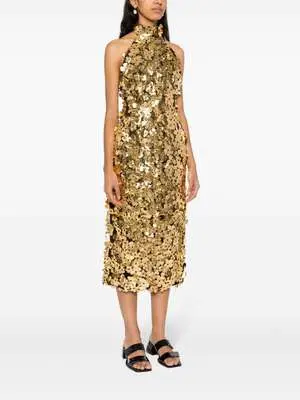 Stine Goya Floral Appliqué Halterneck Maxi Dress
