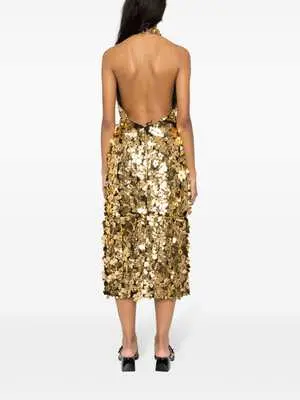 Stine Goya Floral Appliqué Halterneck Maxi Dress