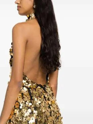 Stine Goya Floral Appliqué Halterneck Maxi Dress