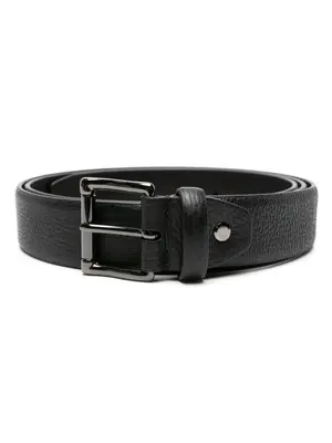 Pal Zileri Engraved-buckle Leather Belt - Black