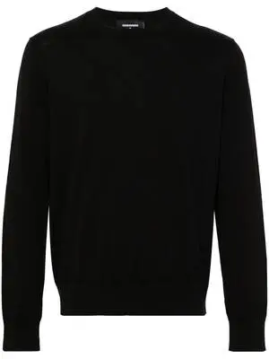 Dsquared2 Cotton Logo Plaque Fine Knit Jumper - Black