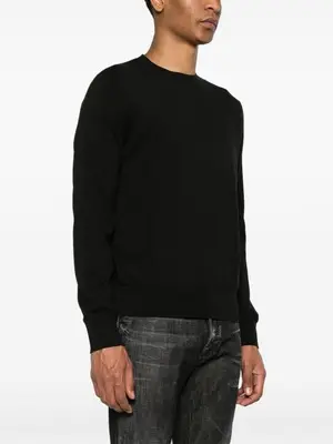 Dsquared2 Cotton Logo Plaque Fine Knit Jumper - Black