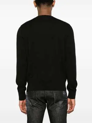 Dsquared2 Cotton Logo Plaque Fine Knit Jumper - Black