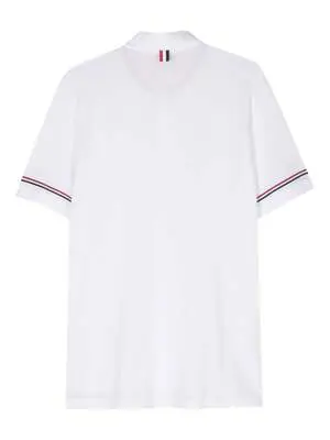 Thom Browne Rwb-stripe Fine-knit Polo Shirt - White