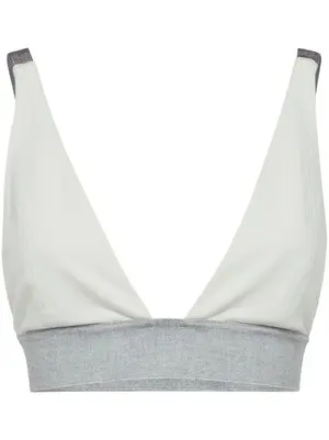 Brunello Cucinelli Triangle-cup Cotton Crop Top