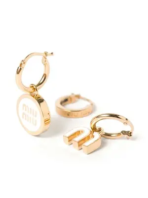 Miu Miu Enamel Hoop Earrings - White