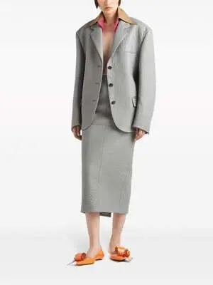 Prada Leather Midi Skirt