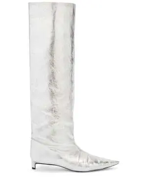 JIL SANDER 30mm Metallic Knee High Boots - Grey