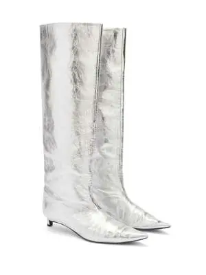 JIL SANDER 30mm Metallic Knee High Boots - Grey