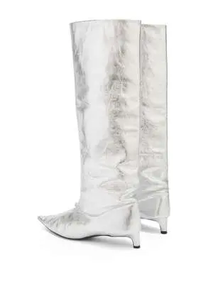 JIL SANDER 30mm Metallic Knee High Boots - Grey