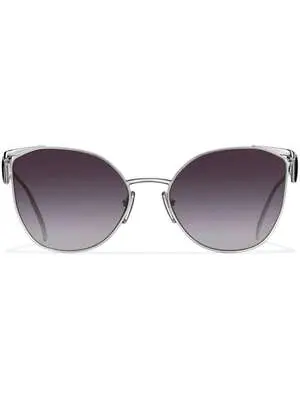 Prada Triangle-logo Cat-eye Sunglasses - Silver