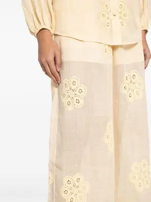 Zimmermann Acadian Floral-embroidered Trousers