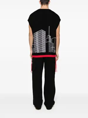 Off-White Intarsia-knit Sleeveless Jumper