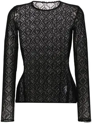 MARINE SERRE Moon Diamant-jacquard Sheer Mesh Top