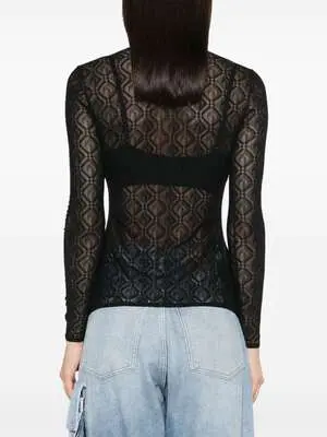 MARINE SERRE Moon Diamant-jacquard Sheer Mesh Top