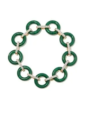 Mateo 14kt Yellow Malachite, And Diamond Bracelet - Gold
