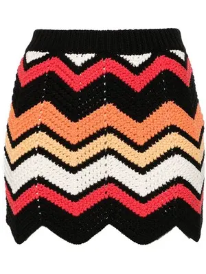 Alanui Chevron-knit Miniskirt - Black