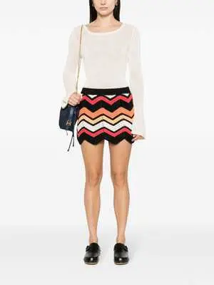 Alanui Chevron-knit Miniskirt - Black