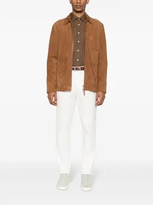 LARDINI Long-sleeve Linen Shirt - Brown