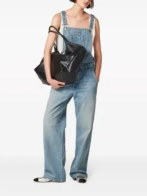 Miu Miu Appliqué-logo Denim Overalls