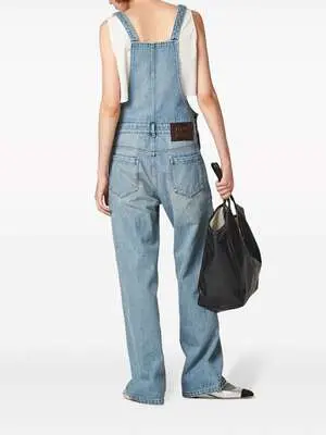 Miu Miu Appliqué-logo Denim Overalls