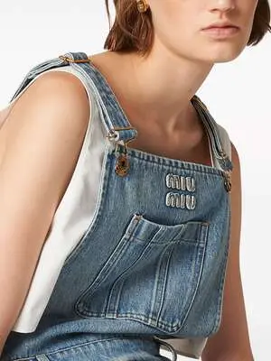 Miu Miu Appliqué-logo Denim Overalls