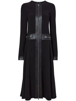Proenza Schouler Faux-leather Trim Midi Dress - Black