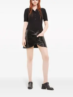 COURREGES Ac Ribbed-knit Polo Shirt - Black