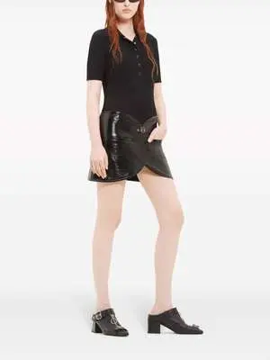 COURREGES Ac Ribbed-knit Polo Shirt - Black