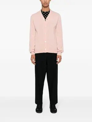 Play Comme Des Garcon Logo-appliqué Wool Cardigan - Pink