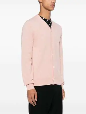 Play Comme Des Garcon Logo-appliqué Wool Cardigan - Pink