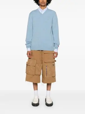Play Comme Des Garcon Logo-appliqué Wool Jumper - Blue