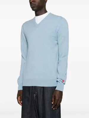 Play Comme Des Garcon Logo-appliqué Wool Jumper - Blue