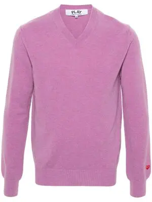 Play Comme Des Garcon Logo-appliqué Wool Jumper - Purple